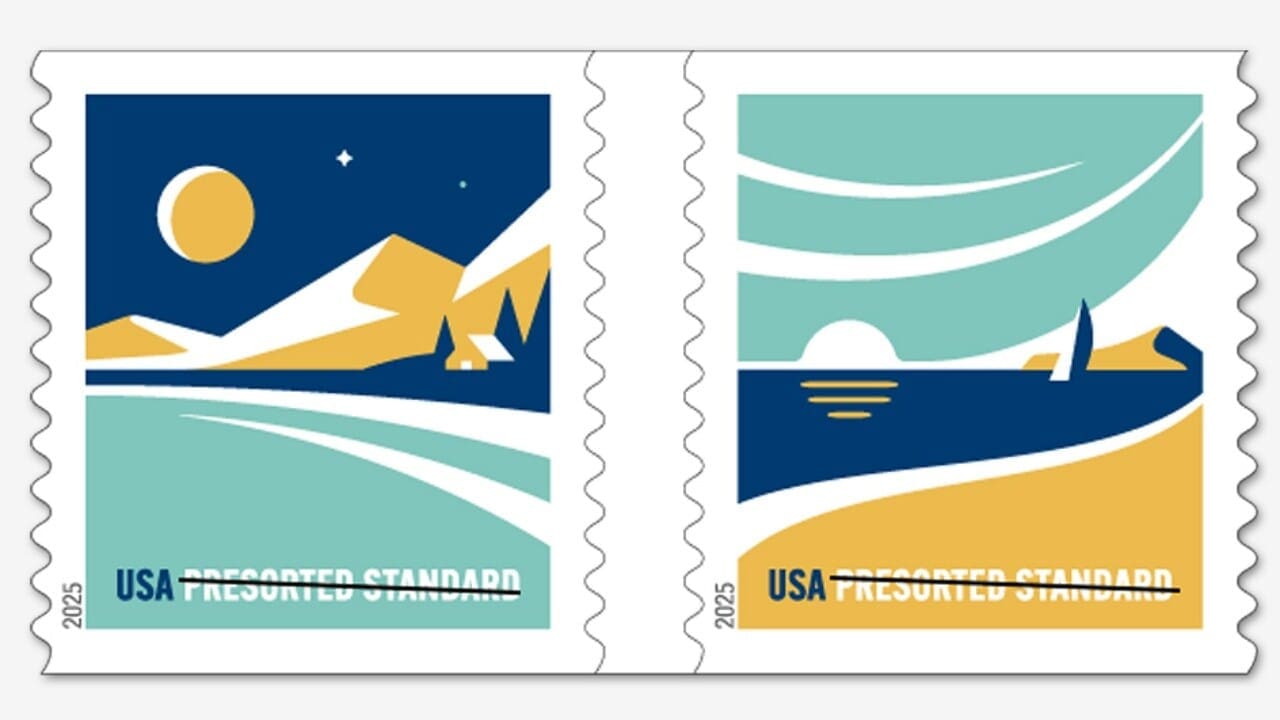 The stamp release for business mailers will feature two iconic American ...