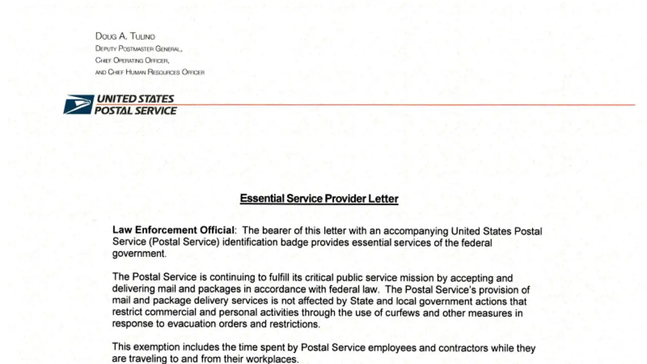 US Postal Service sent essential services letter to employees. Here's ...